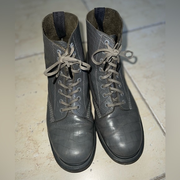Dr. Martens | Shoes | Dr Martin Gray Croc Embossed Leather Boots | Poshmark